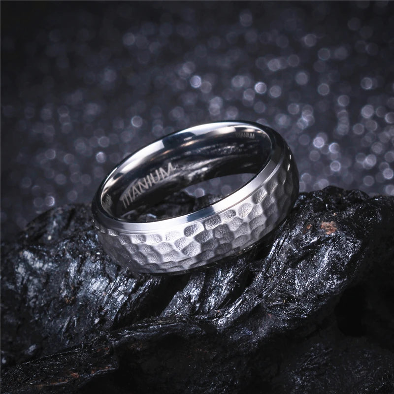 Hammered Titanium Ring – Heritage Crafted